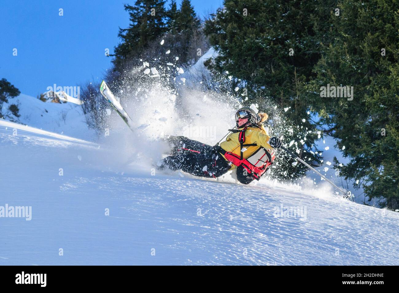 Spectacular skiing in backcountry of Pass Thurn ski resort near ...