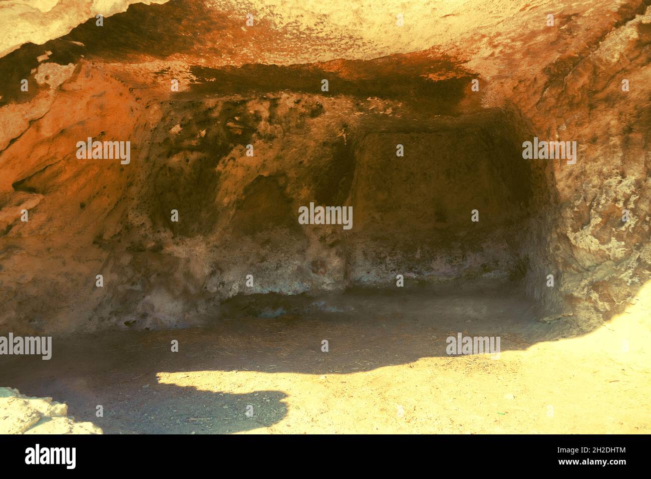 Cave-monastery, catacomb, crypt, sepulchre. The entrance to the dungeon ...