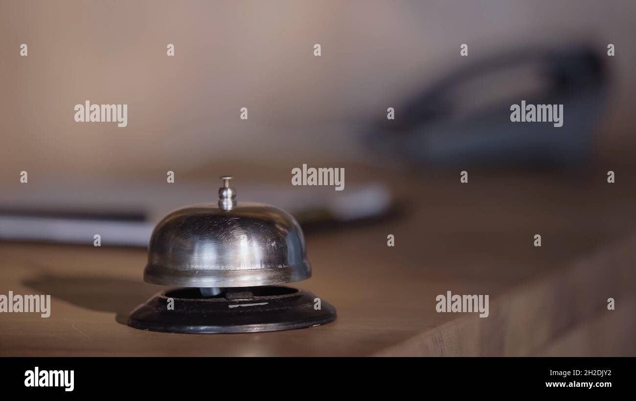 service bell on hotel reception counter Stock Photo - Alamy