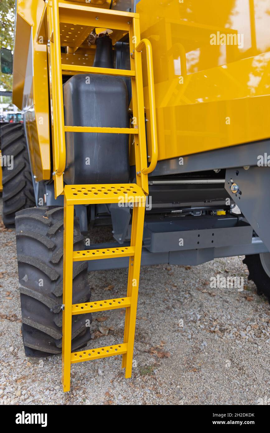 Tall Ladder at Yellow Combine Harvester Agriculture Machine Stock Photo ...