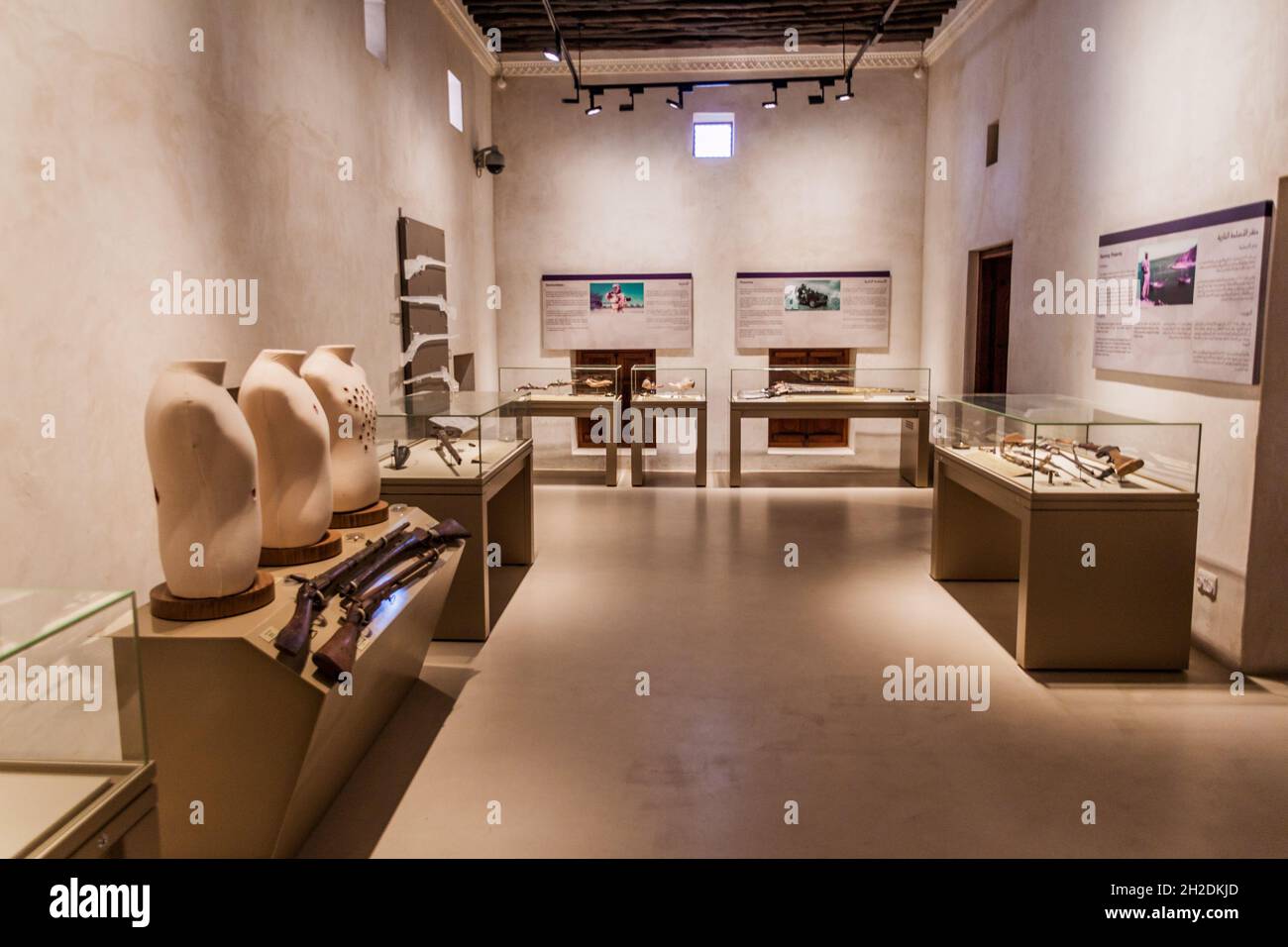 SHARJAH, UAE - MARCH 11, 2017: Weapon exhibit in the museum in Al Hisn ...