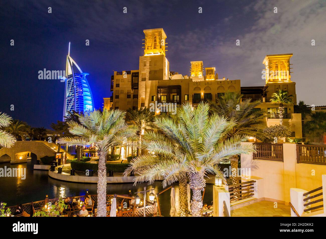DUBAI, UAE - MARCH 11, 2017: Night view of Burj Al Arab Tower of the ...