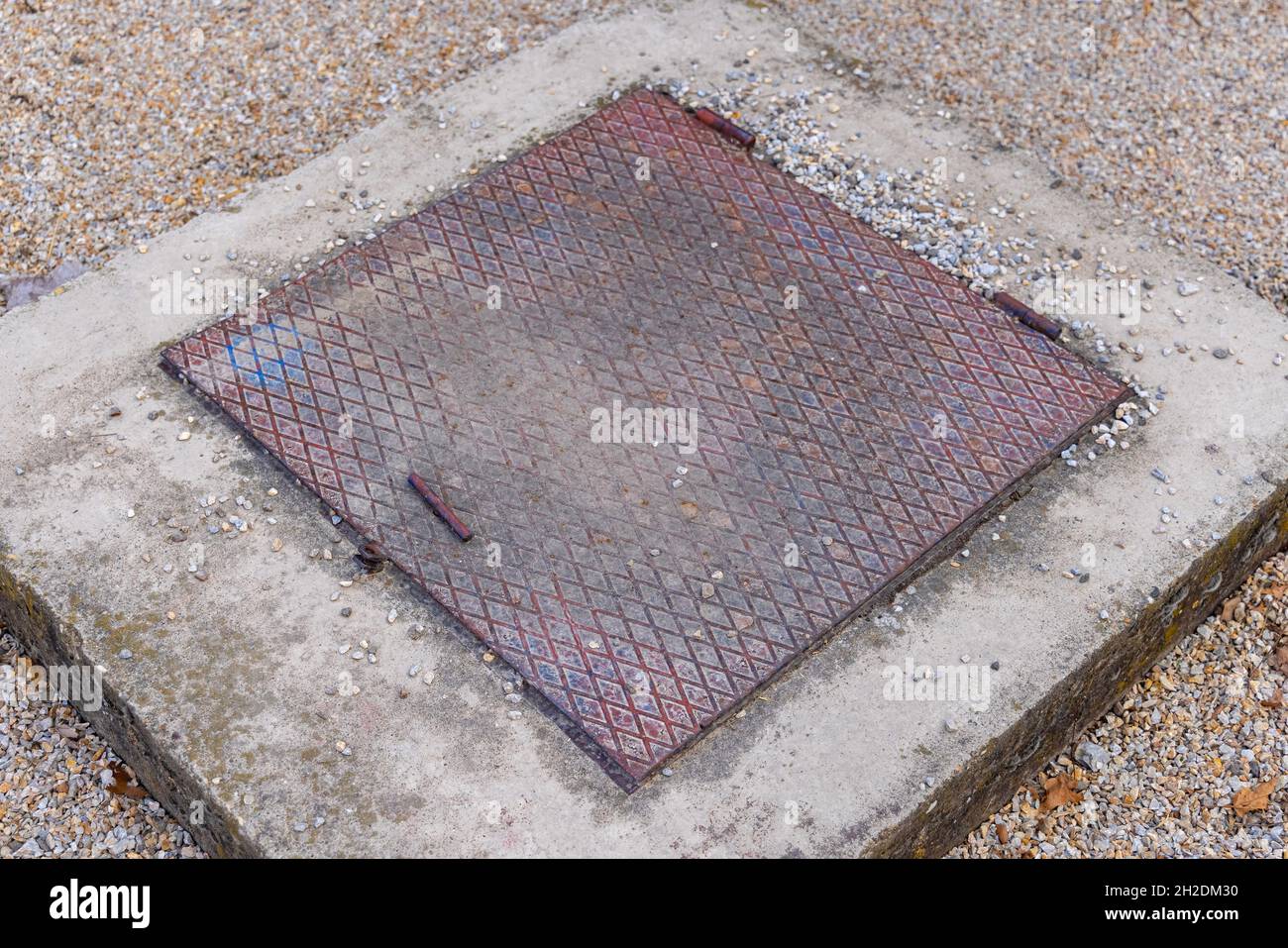 Closed Metal Hatch Underground Utility Tunnel Access Stock Photo - Alamy