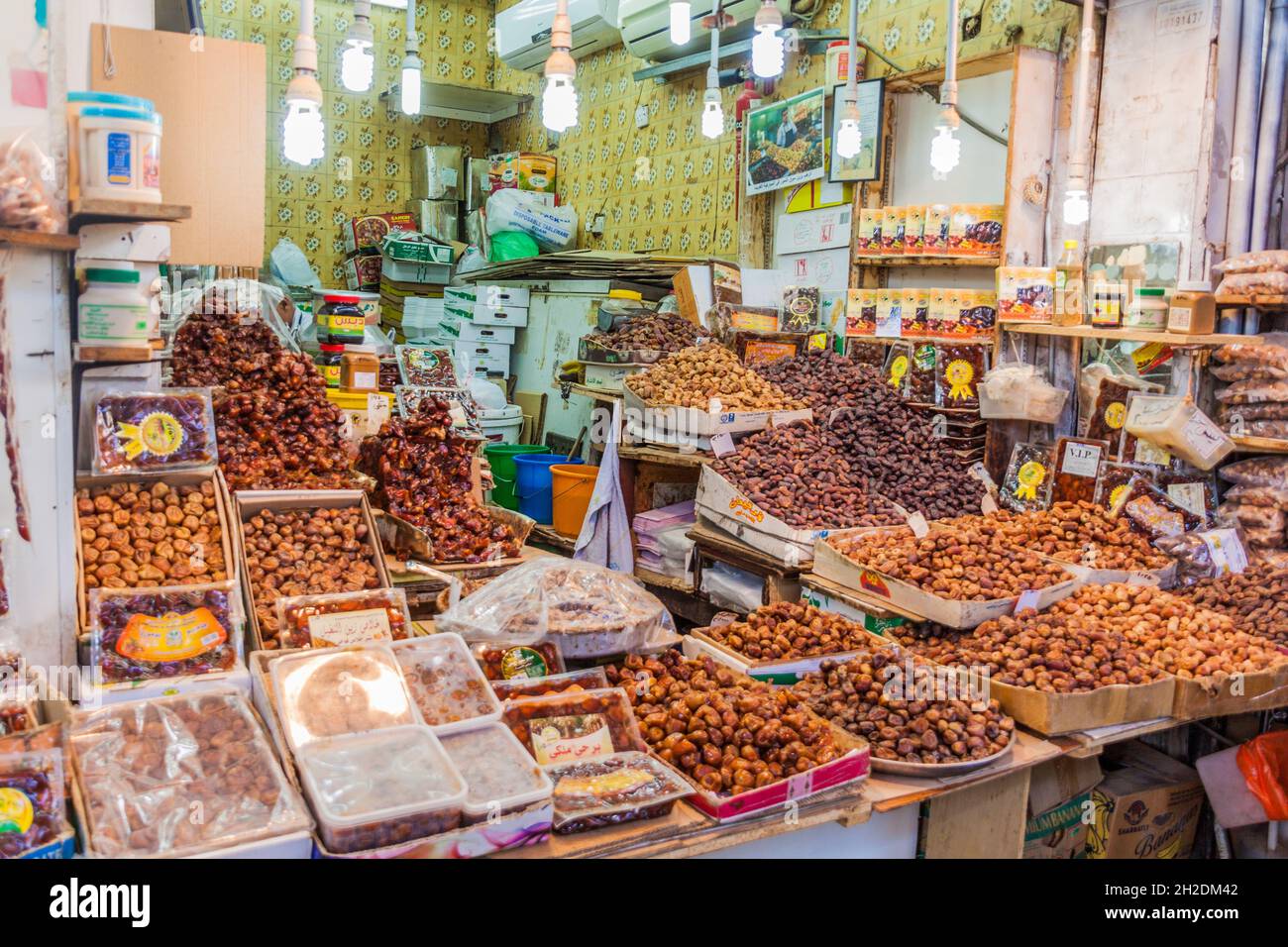 KUWAIT CITY, KUWAIT - MARCH 17, 2017: Date stall at the Souq market in ...
