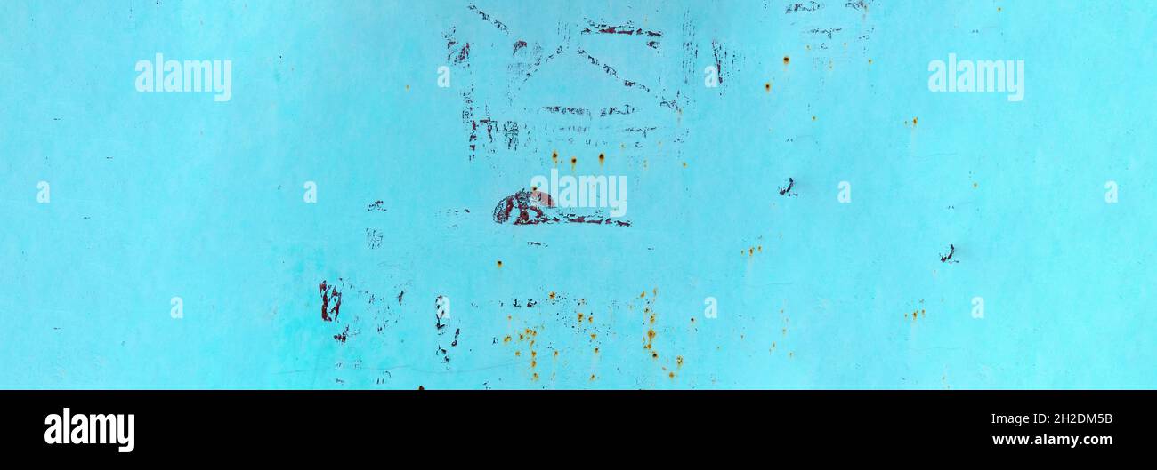 Color background: rusty metal surface with blue paint, peeling texture ...