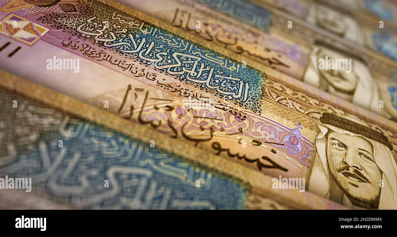 Jordan Dinar money printing 3d illustration. JOD banknote print ...