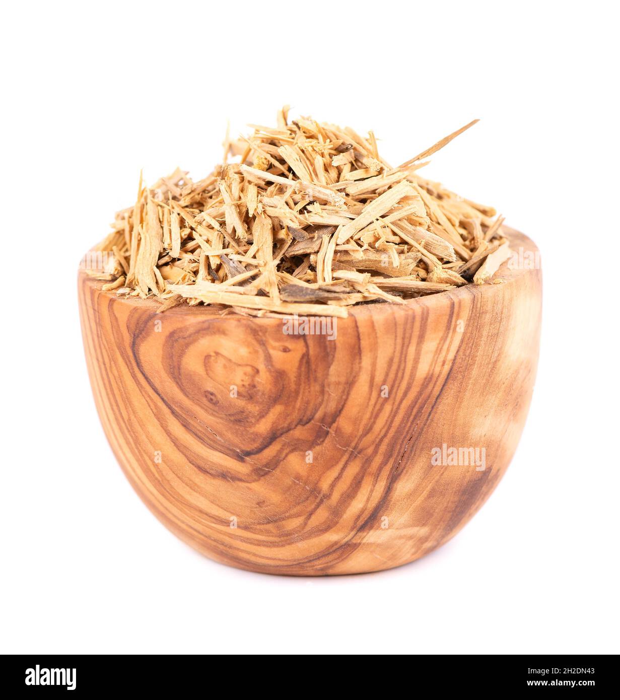 Muira Puama herbal tea in olive bowl, isolated on white background ...