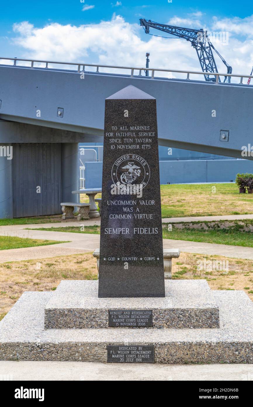 Carved granite memorial tribute to the United States Marine Corps at ...