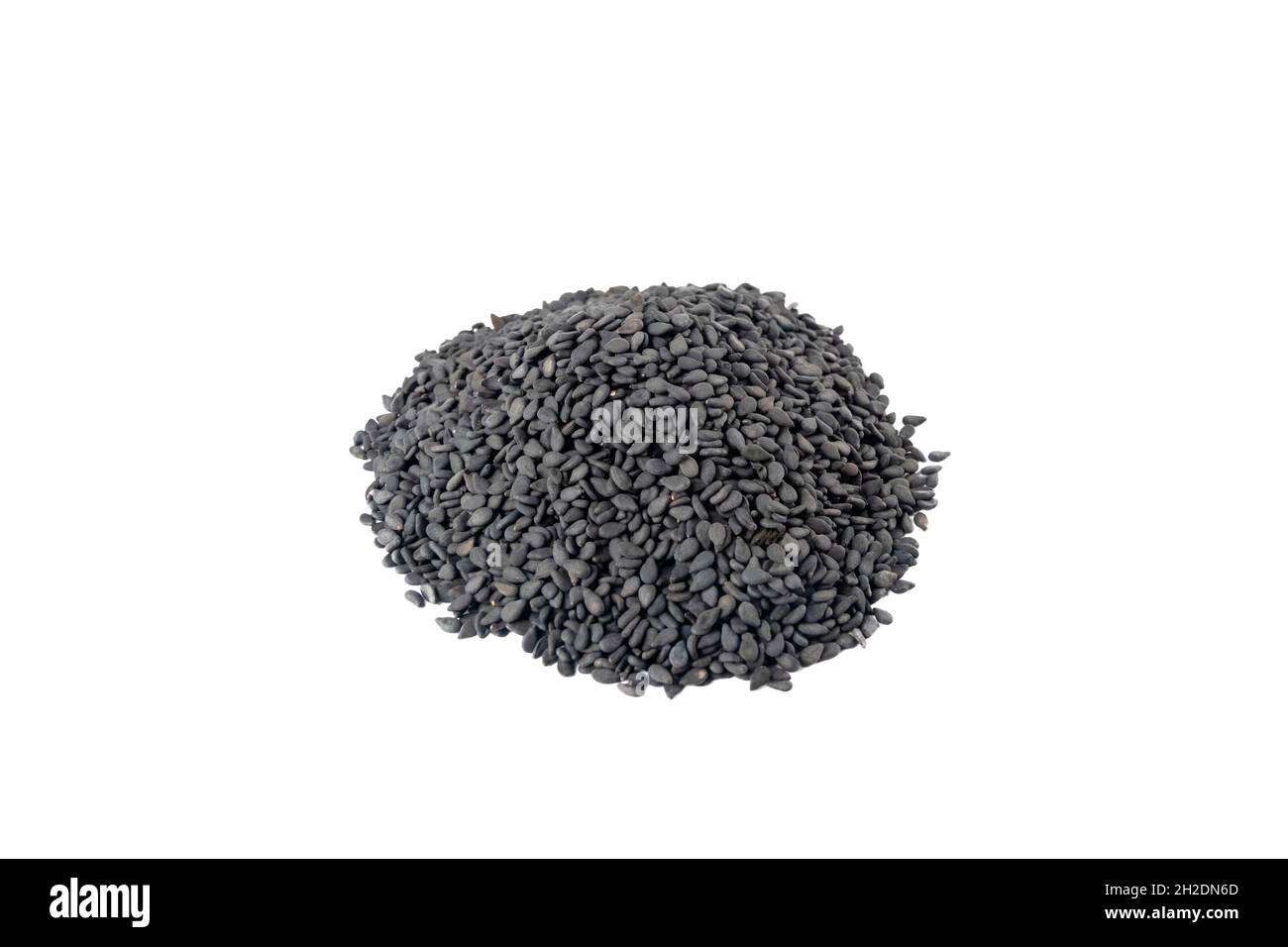 Black Sesame seeds heap isolated on white background. Spices and food ...