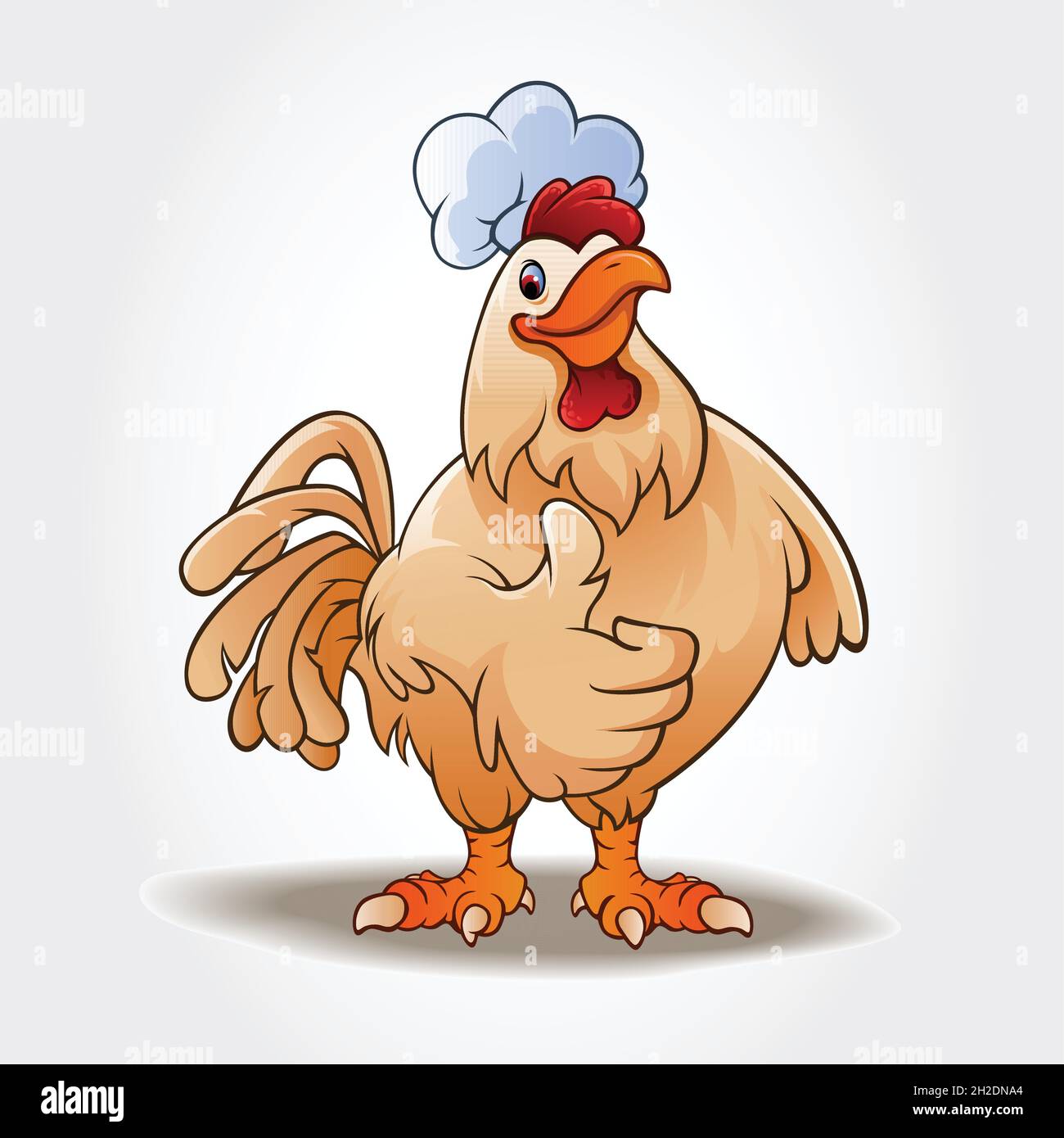 A happy funny Cartoon Chef Rooster chicken giving a thumbs up. Cartoon ...