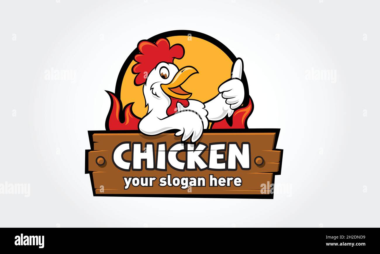 Chicken Logo Cartoon Character. A funny Cartoon Rooster chicken giving ...