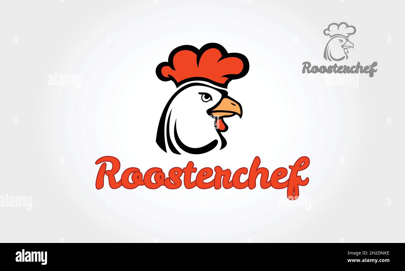 Rooster Chef Vector Logo Template. Bird cock minimal illustration Stock ...