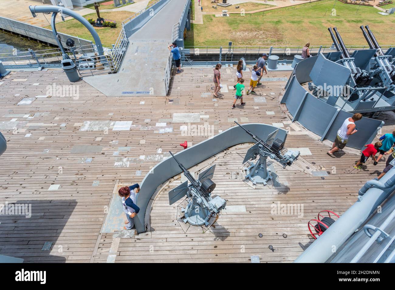 Deck of the USS Alabama museum battleship at the Battleship Memorial ...