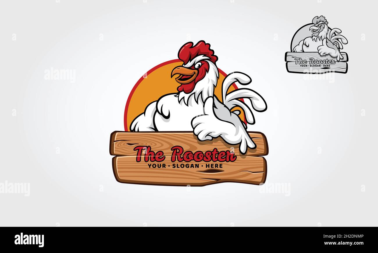 The Rooster Logo Cartoon Character. A happy Cartoon Rooster giving a ...