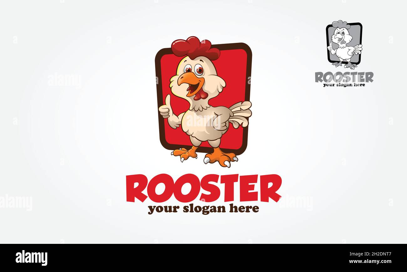 Rooster Logo Cartoon Character. Funny Cartoon Rooster chicken giving a ...