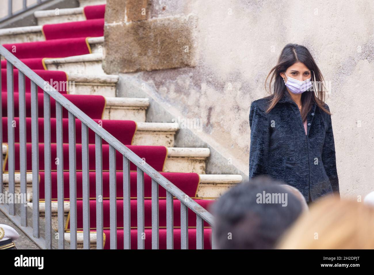 Rome, Italy. 21st Oct, 2021. Former Mayor of Rome Virginia Raggi leaves ...