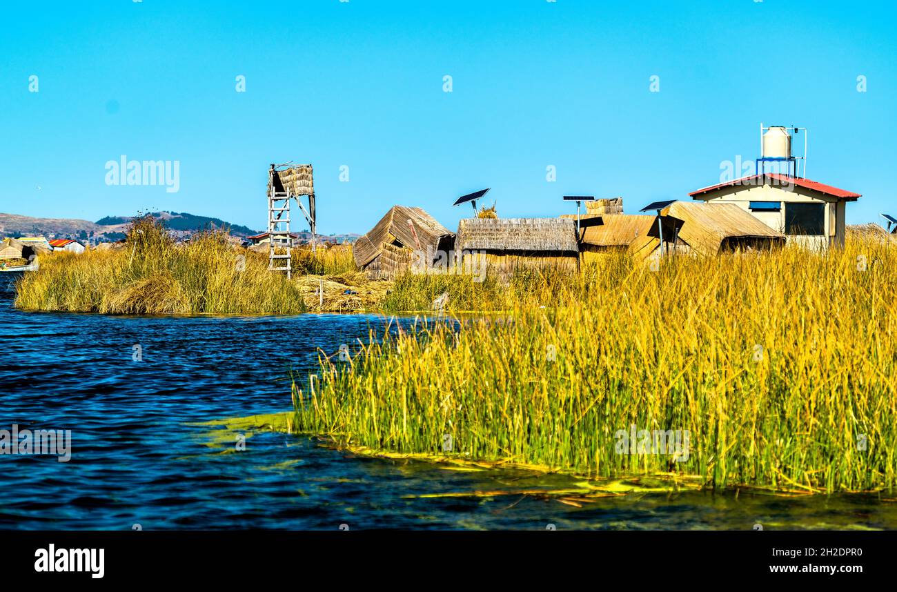 Uros Floating Islands on Lake Titicaca in Peru Stock Photo - Alamy