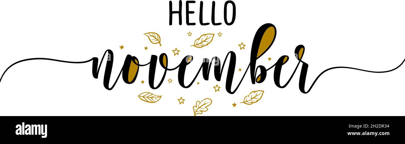 Hello November - Inspirational happy fall, autumn beautiful handwritten ...