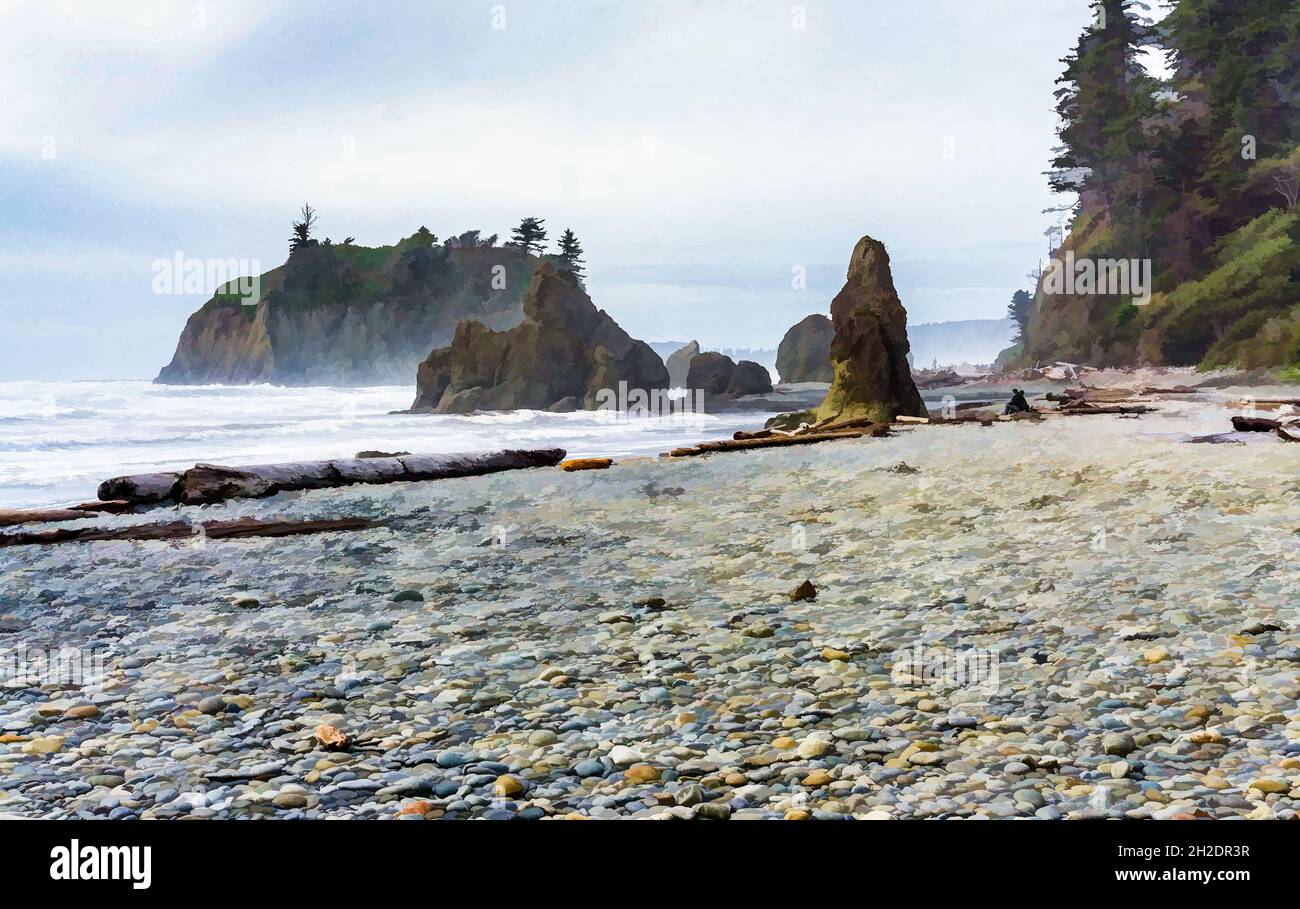 A panorama shot of Ruby Beach in Washington State Stock Photo - Alamy