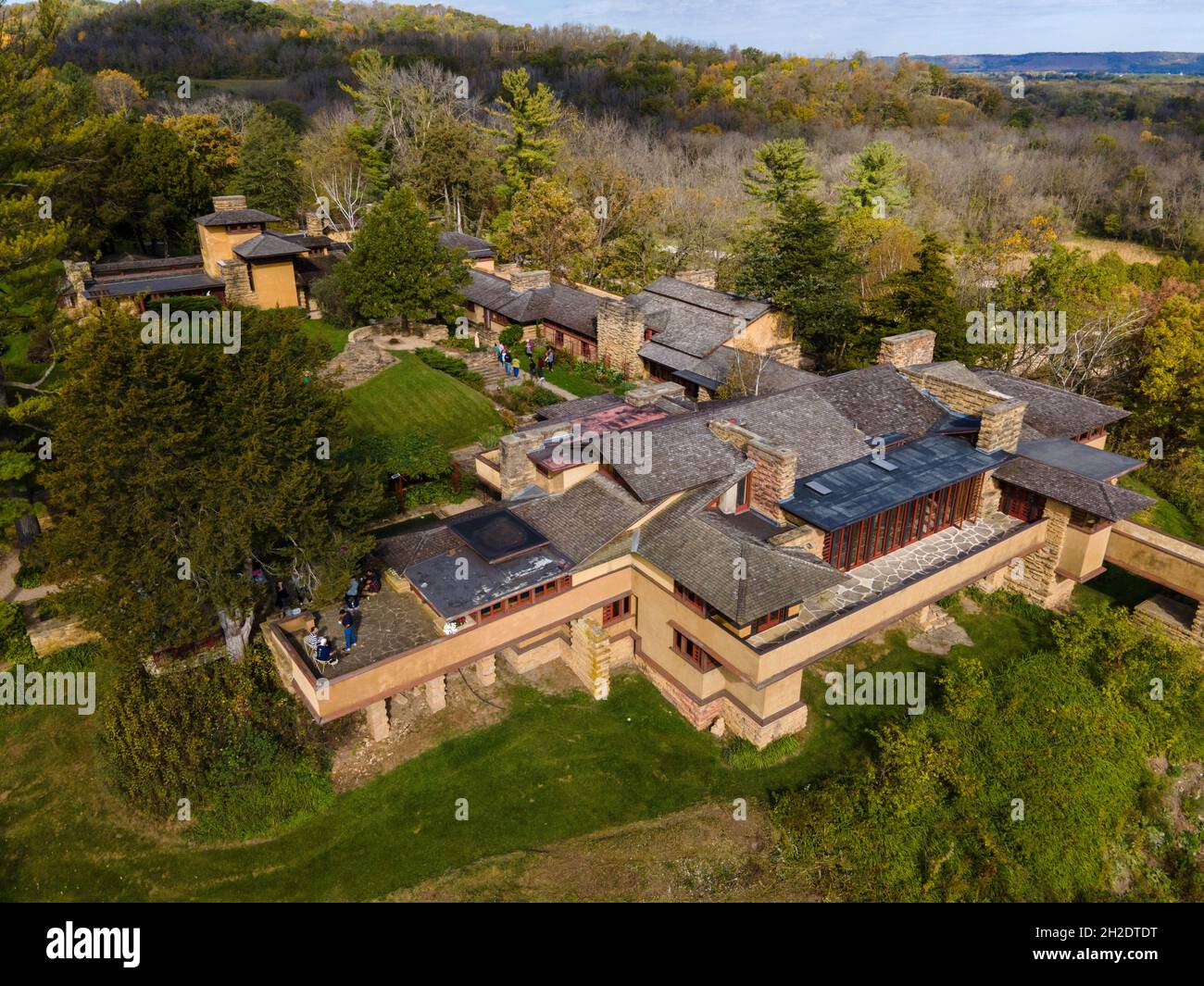 Photograph of Frank Lloyd Wright's Taliesin. Iowa County, near Spring Green, Wisconsin, USA ...