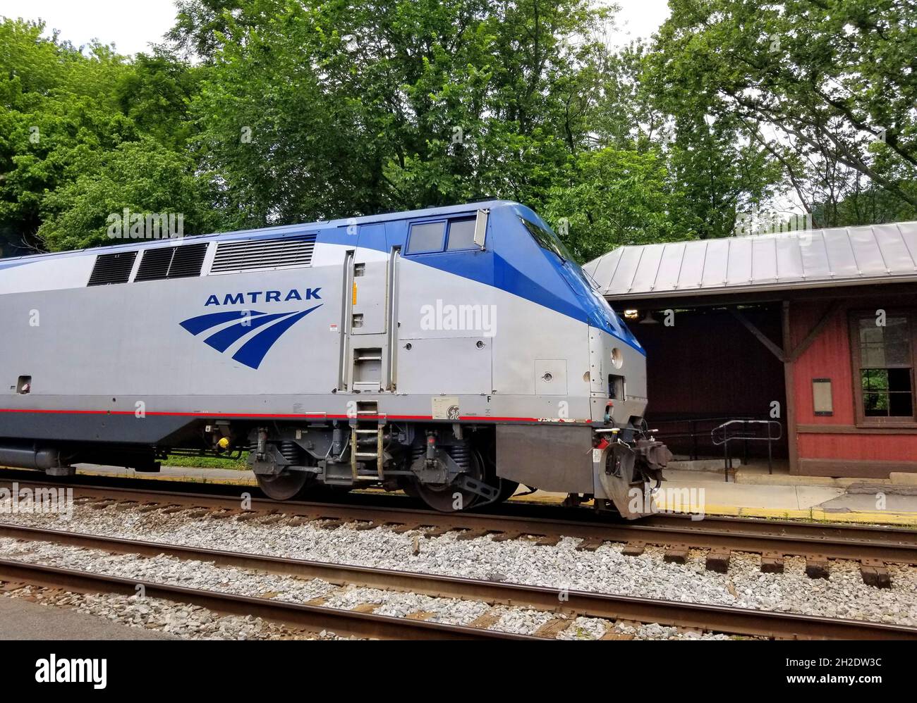 Harpers Ferry, Virginia, U.S.A - June 19, 2021- An Amtrak train stopped ...