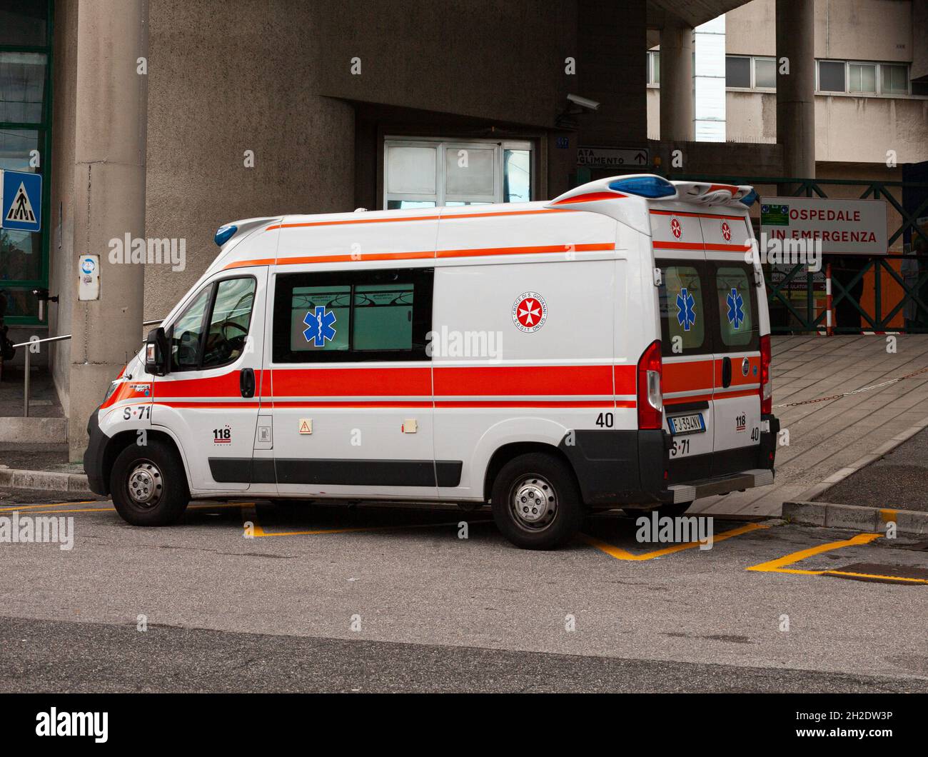Trieste, Italy - September, 20: View of the ambulance next to the ...