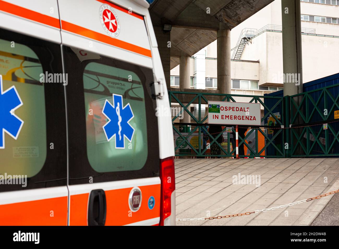 Trieste, Italy - September, 20: Rear view of the ambulance next to the ...