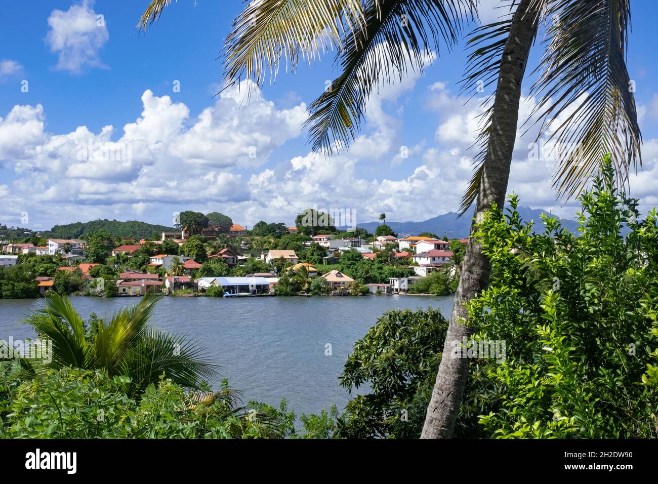 View over one of the hamlets of Les Trois-Ilets on the Diamant ...