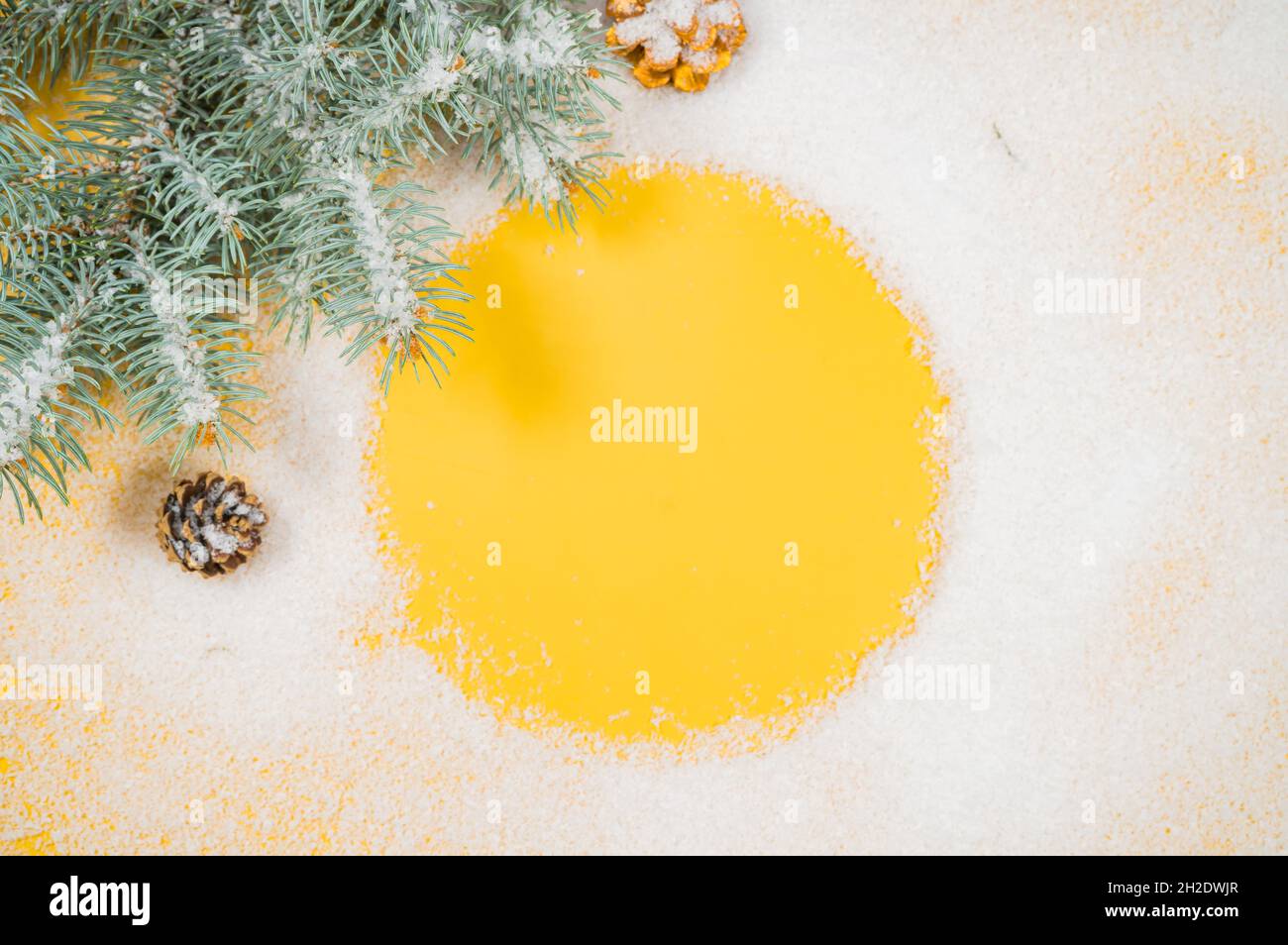 Christmas background in snow with copy space for text Stock Photo - Alamy