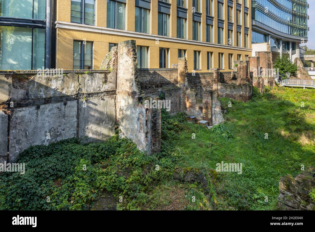 Noble Street Garden which contains remains of London Wall and medieval ...