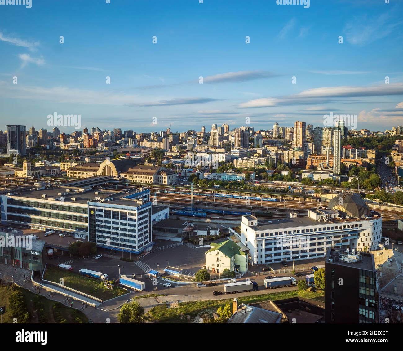 KYIV, UKRAINE - Aug. 25, 2021: Aerial view of Kyiv city skyline, Kyiv ...