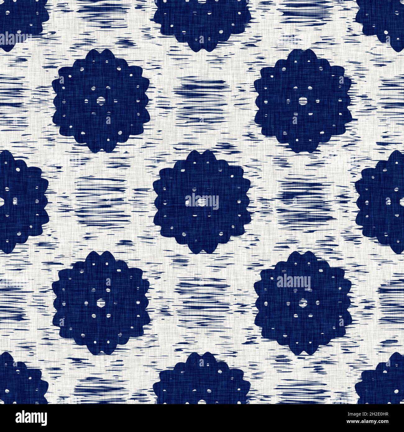 Indigo dyed fabric flower pattern texture. Seamless textile fashion ...