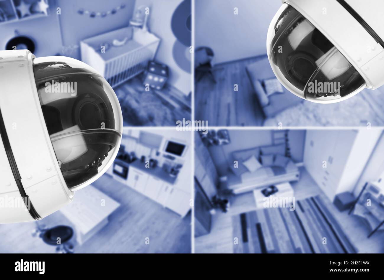 Different rooms under CCTV cameras surveillance, above view Stock Photo ...