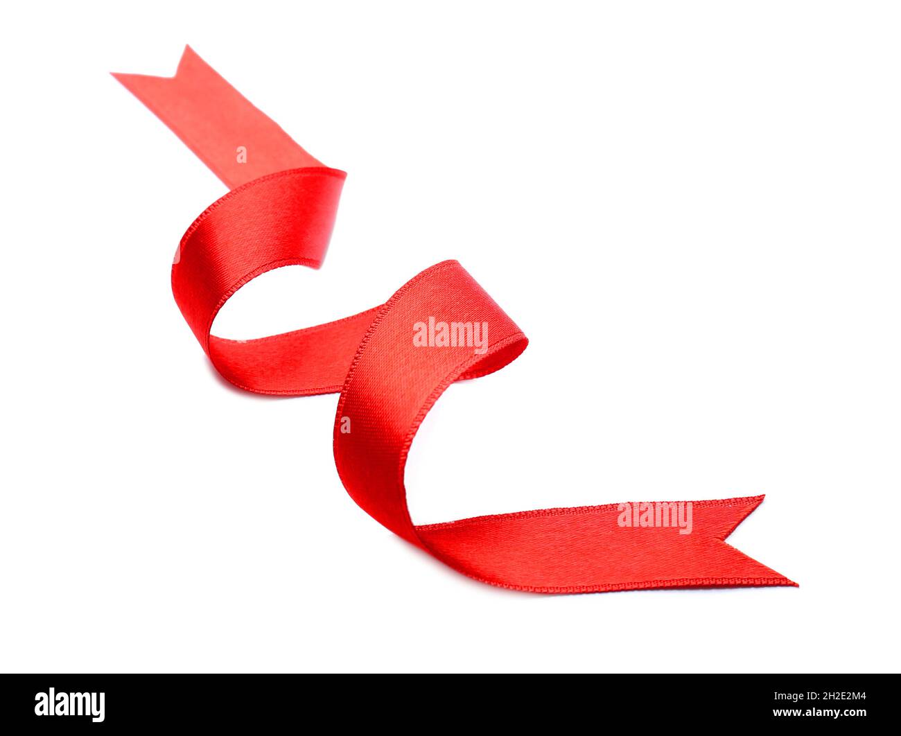 Simple red ribbon on white background. Festive decoration Stock Photo ...