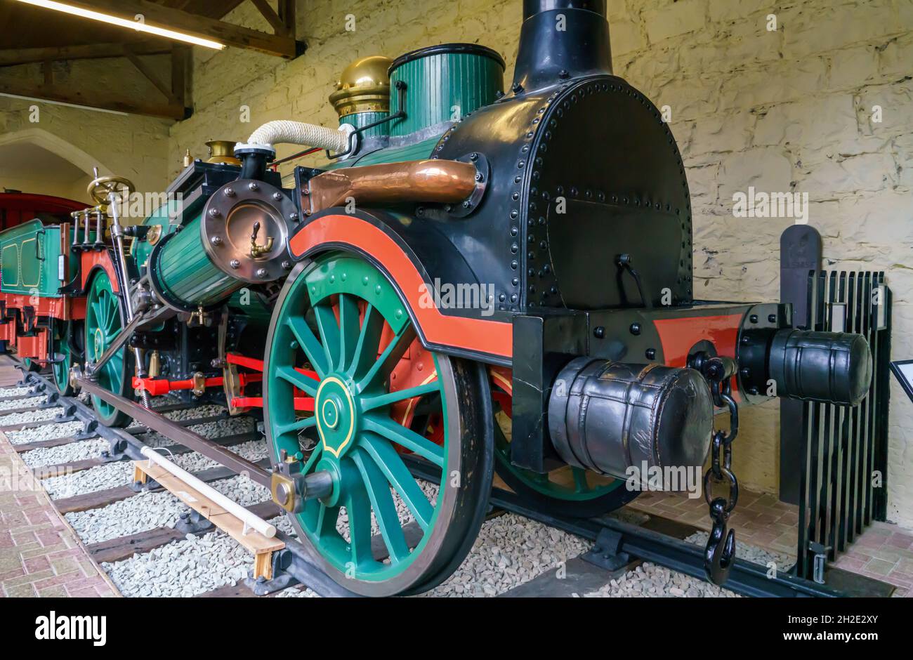 The Fire Queen an industrial locomotive engine on display at Penrhyn ...