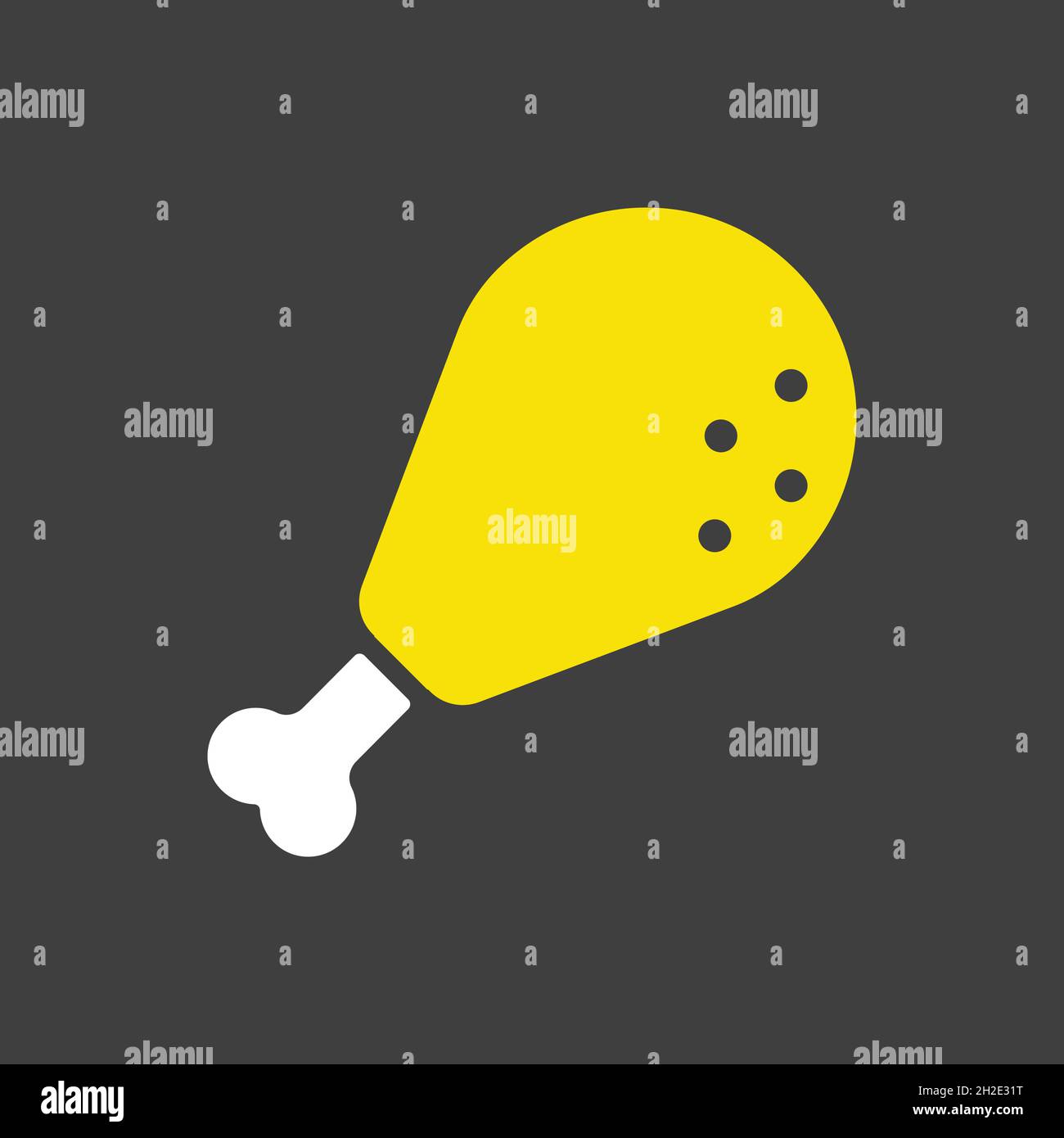 Chicken's leg vector glyph icon on dark background. Fast food sign ...