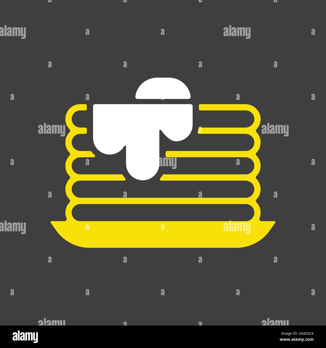 Pancake vector glyph icon on dark background. Fast food sign. Graph ...