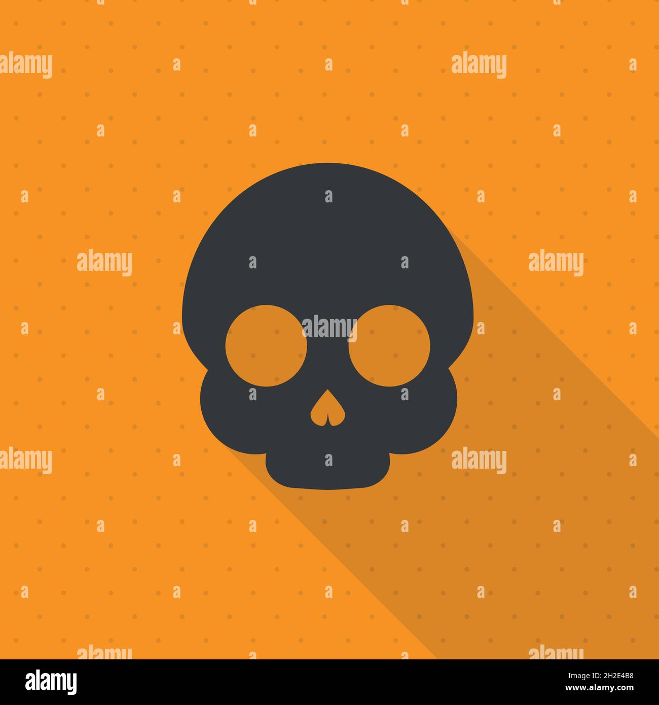 Minimal Halloween background. Skull with long shadow. Vector ...