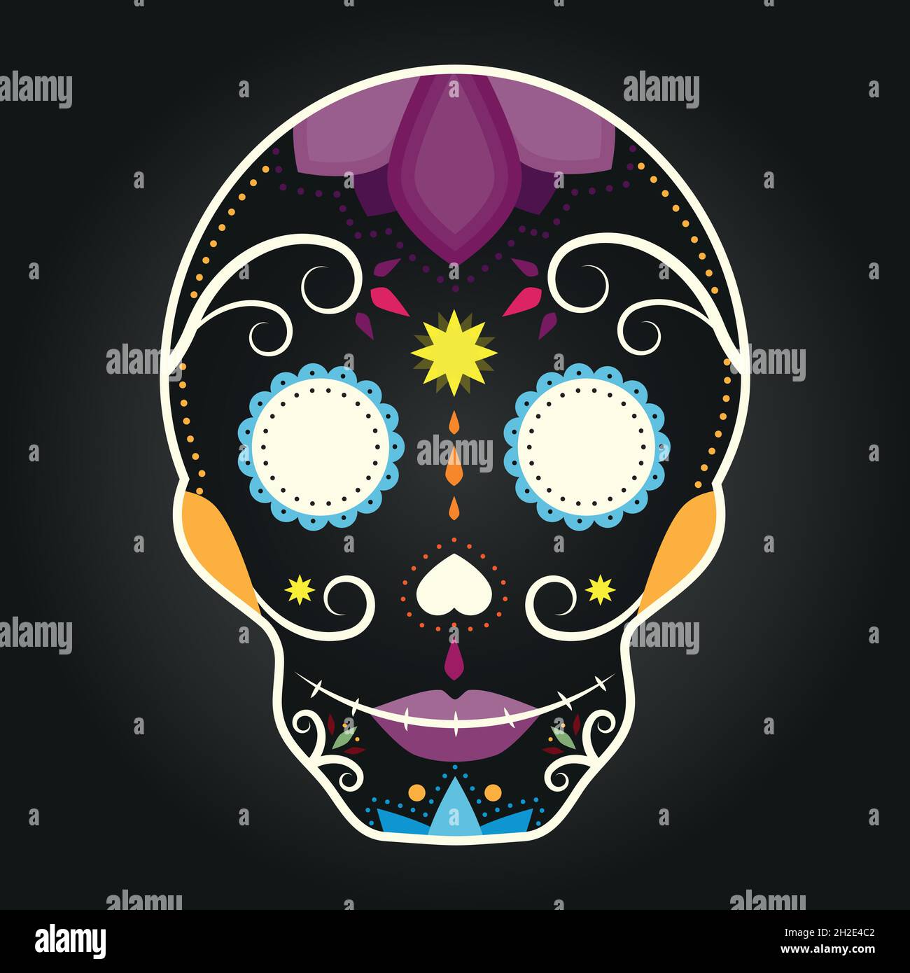 Colorful skull symbol. Day of the Dead. Halloween. Vector illustration ...