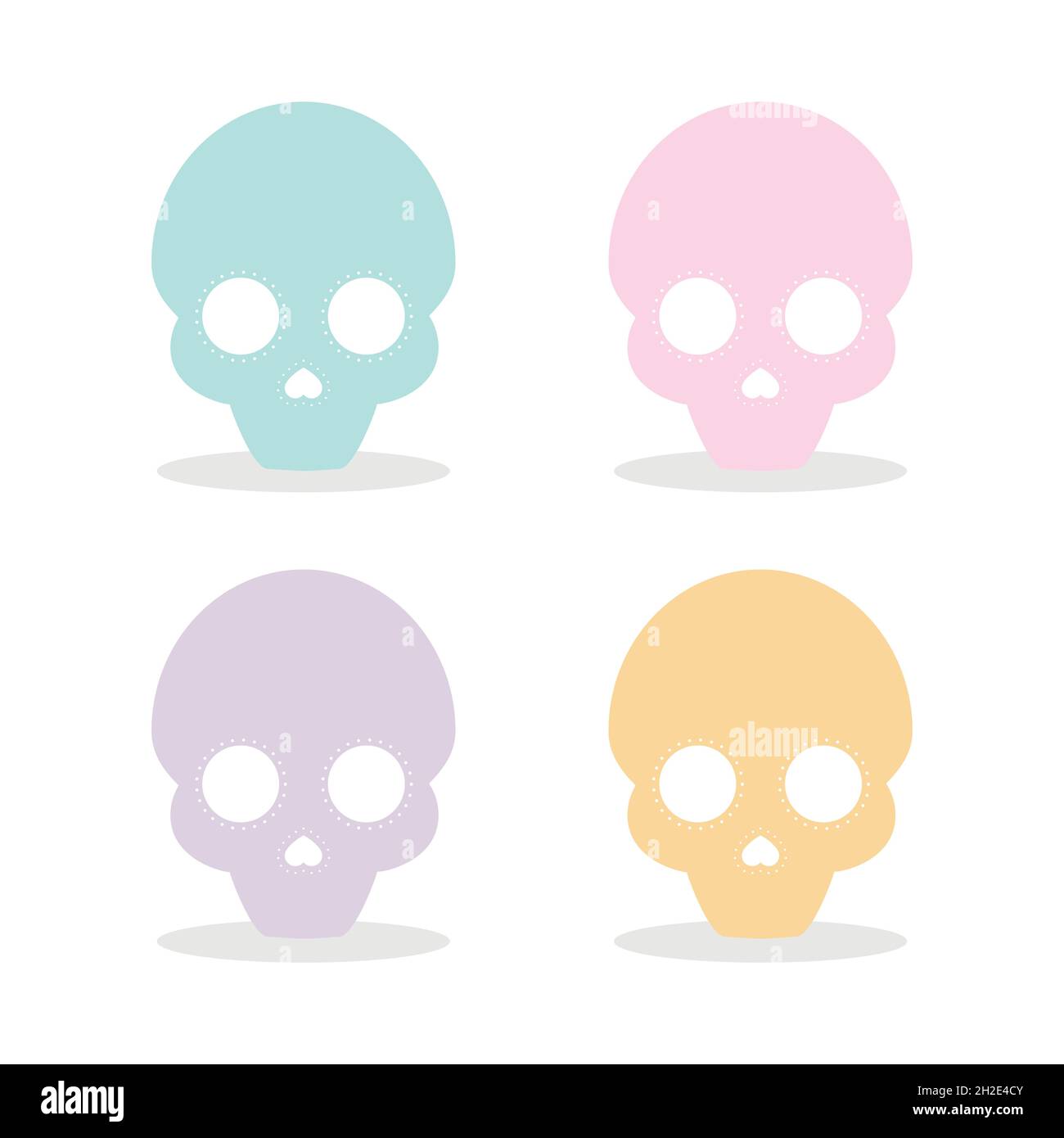 Set: flat colorful skull icons. Pastel colors. Vector illustration ...