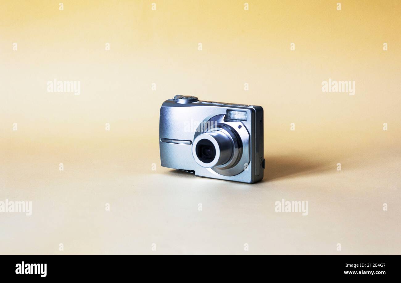 Digital compact camera silver color isolated on white background Stock ...