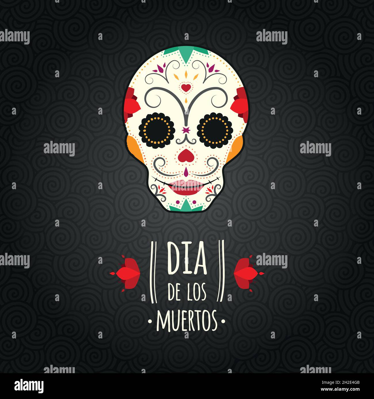 Day of the Dead. Di­a de los muertos. Colorful skull symbol. Vector ...