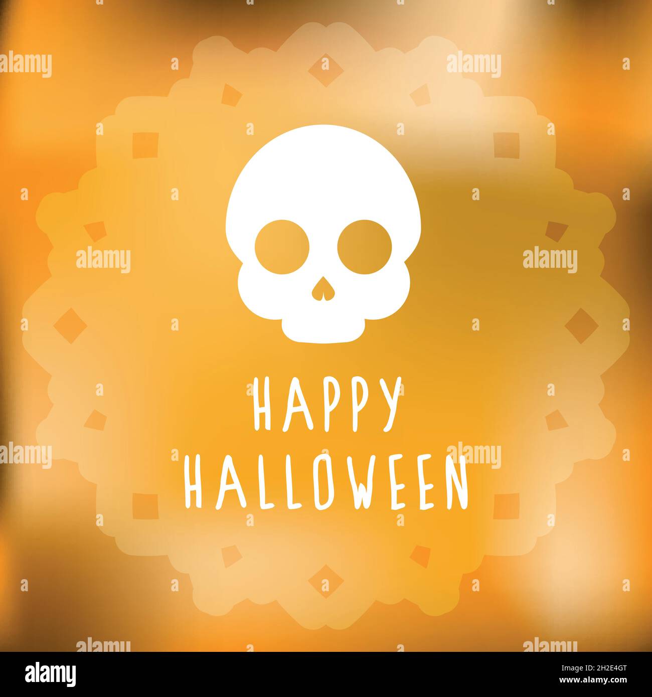 Happy Halloween. White skull. Blurred background. Vector illustration ...