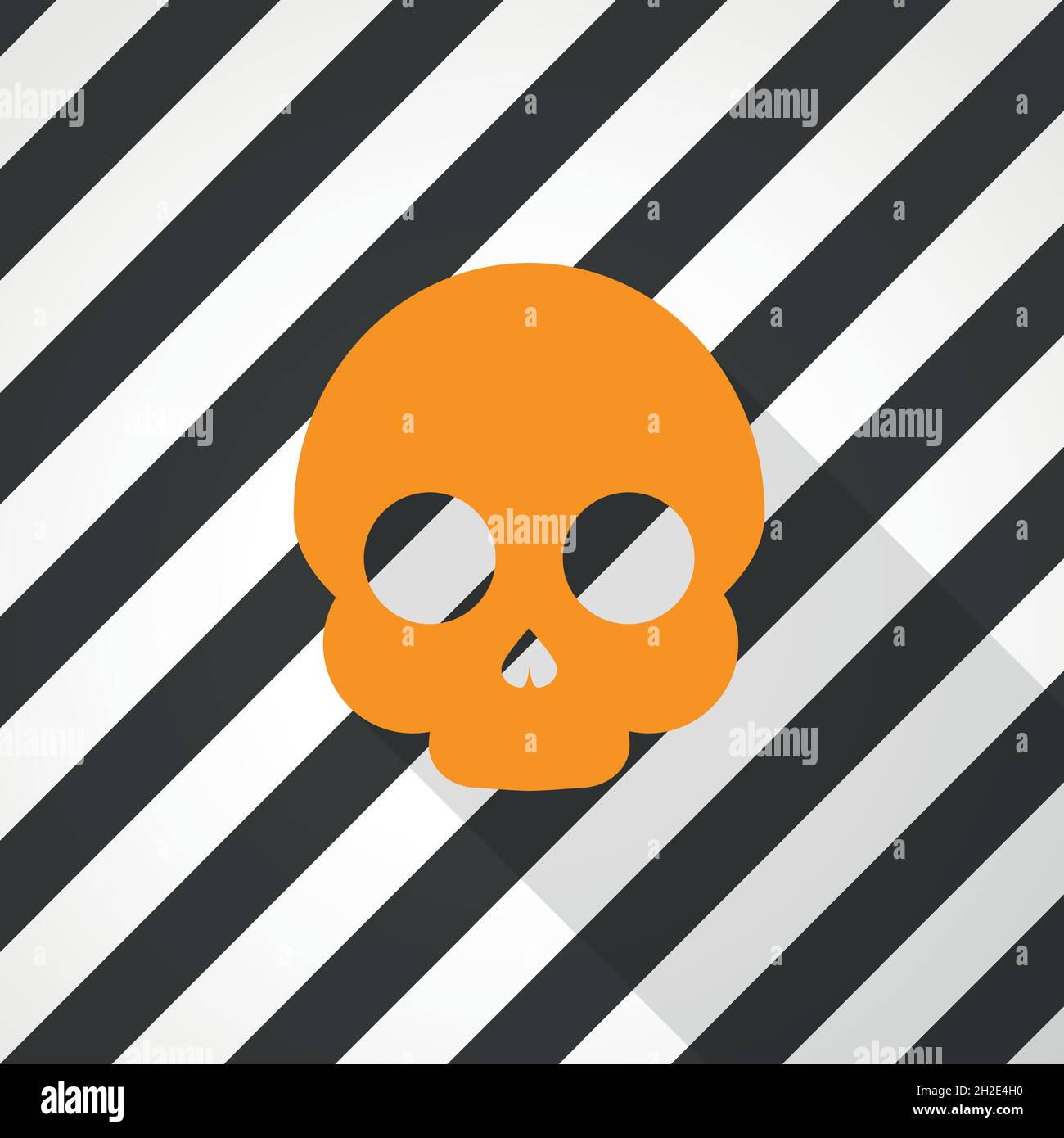 Minimal Halloween background. Skull with long shadow. Striped ...