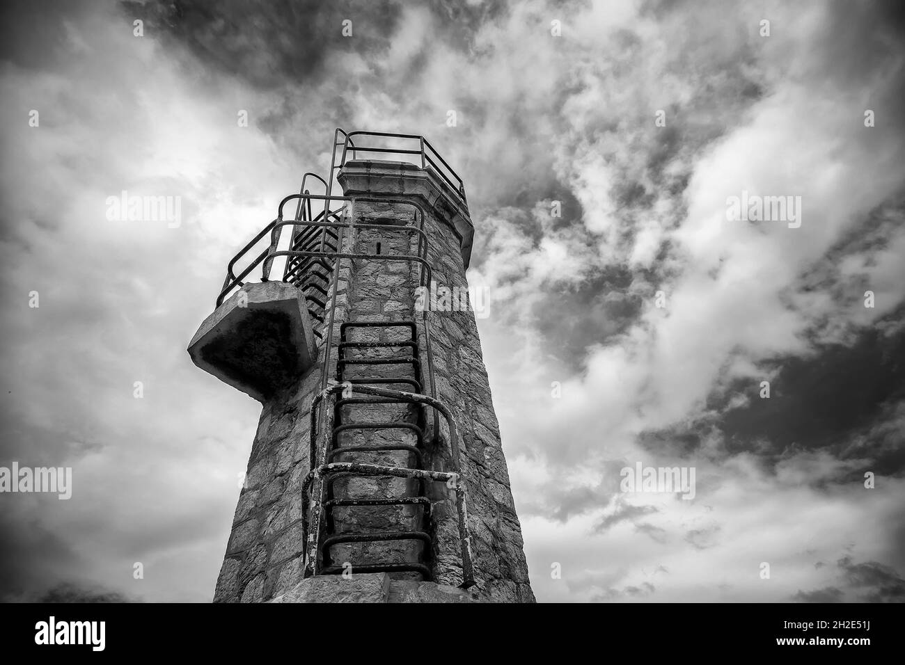 Lighthouse greece island in Black and White Stock Photos & Images - Alamy