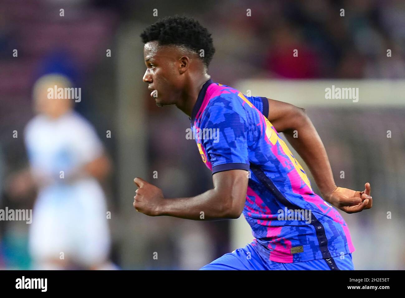 Ansu Fati of FC Barcelona during the UEFA Champions League match ...