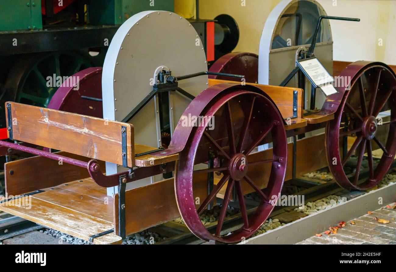 industrial age train carriage and transport on display at Penrhyn ...