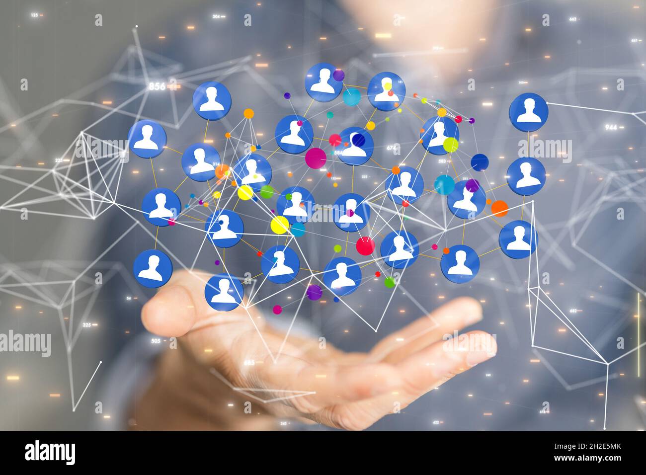 3D rendering of digital human icons with hand pointing at it from the ...