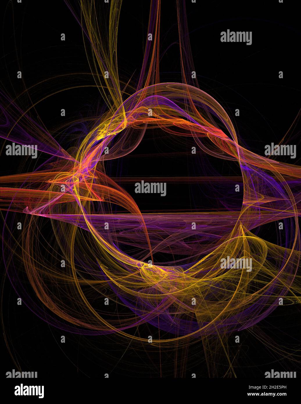 night landscape, moon, ocean, black background, fractal graphics Stock ...