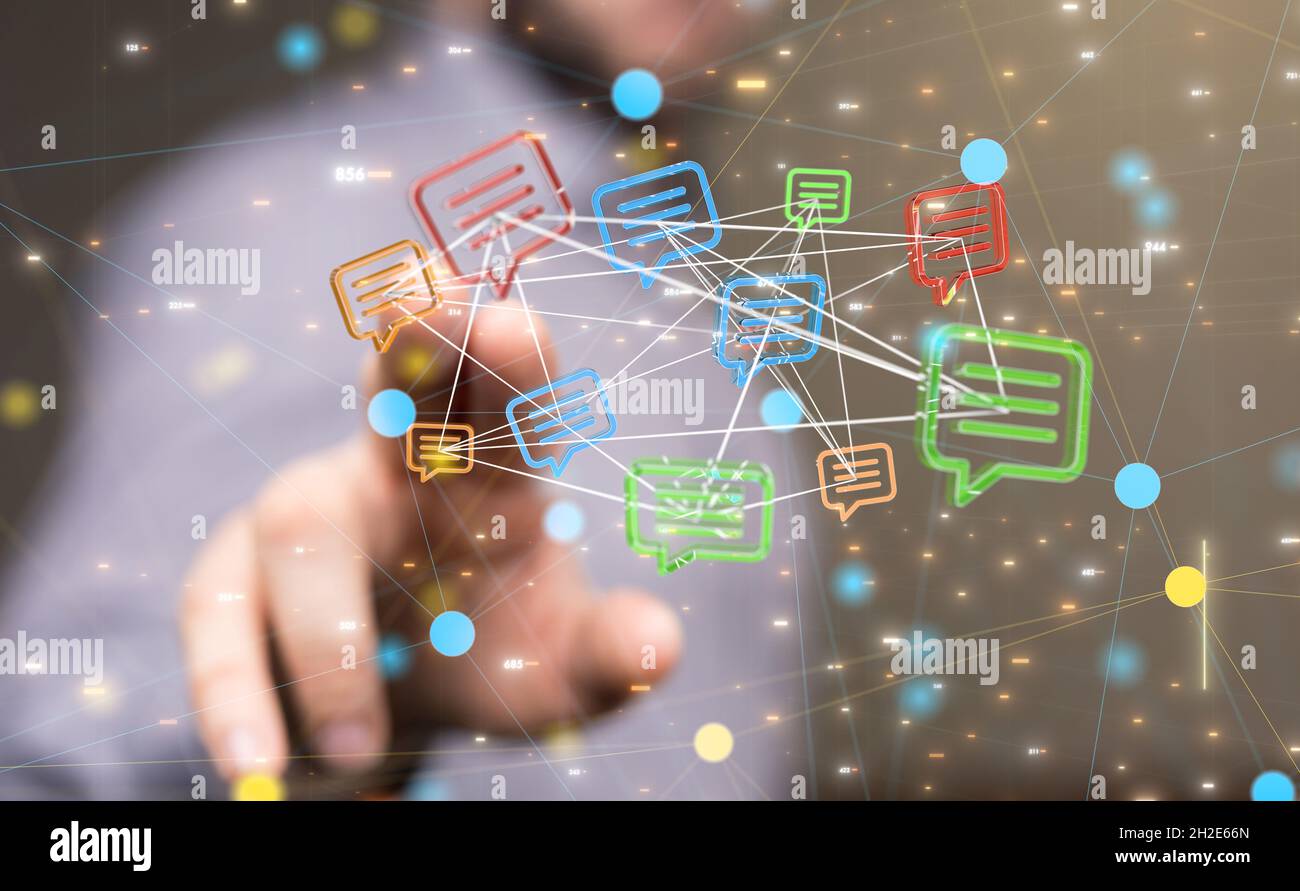 3D rendering of beige email icons concept in hand background Stock ...